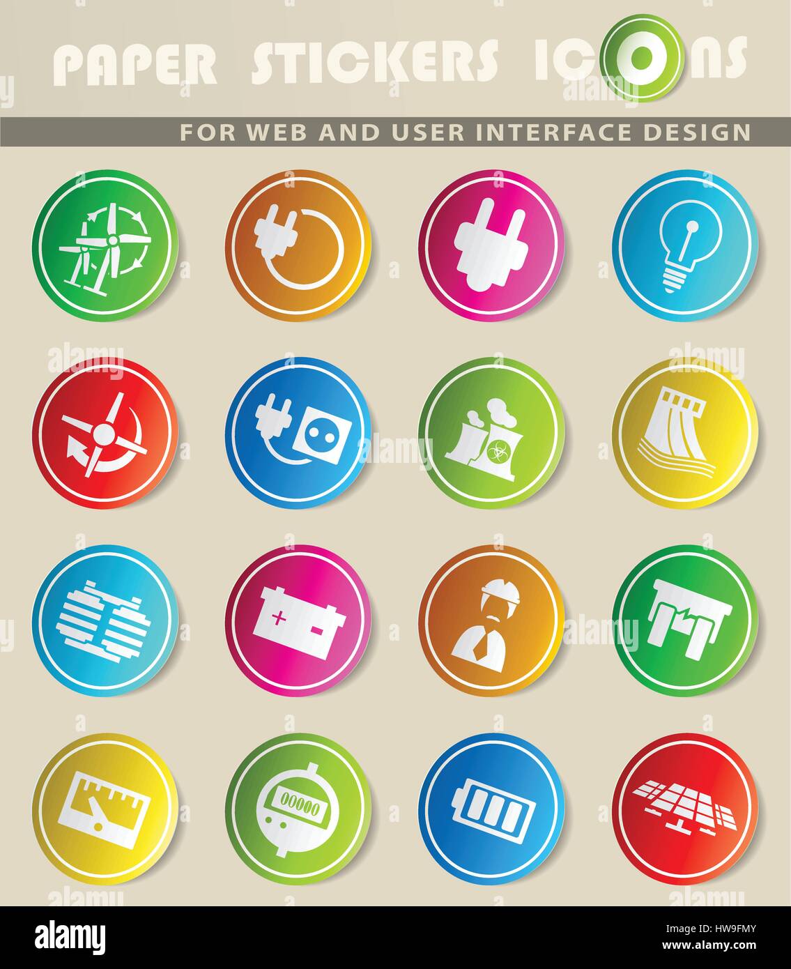 electricity vector icons for user interface design Stock Vector Image ...