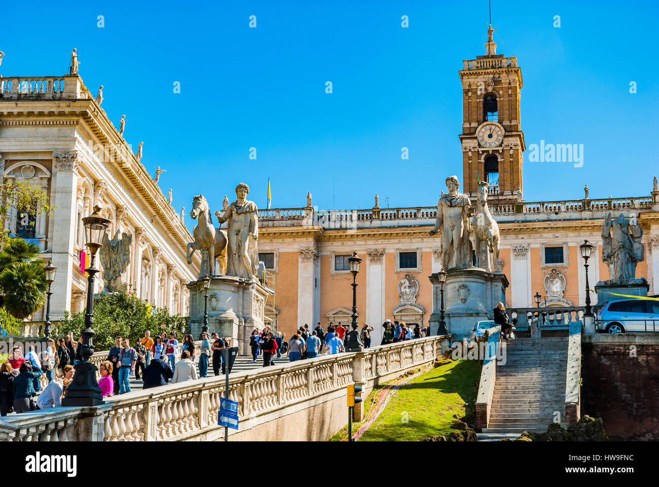 The Capitoline Hill cordonata. Rome, Lazio, Italy, Europe Stock Photo ...