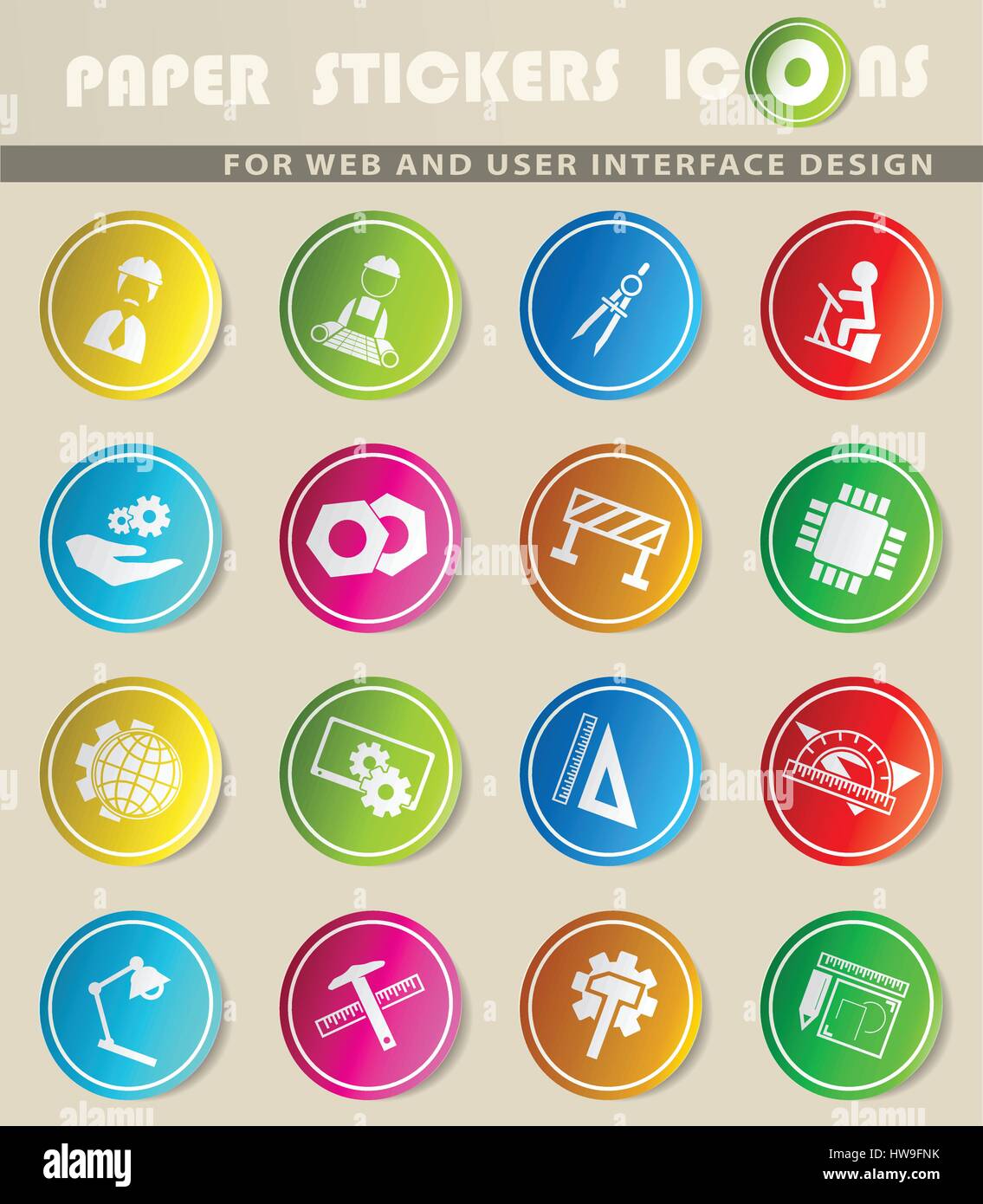 engineering vector icons for user interface design Stock Vector Image ...