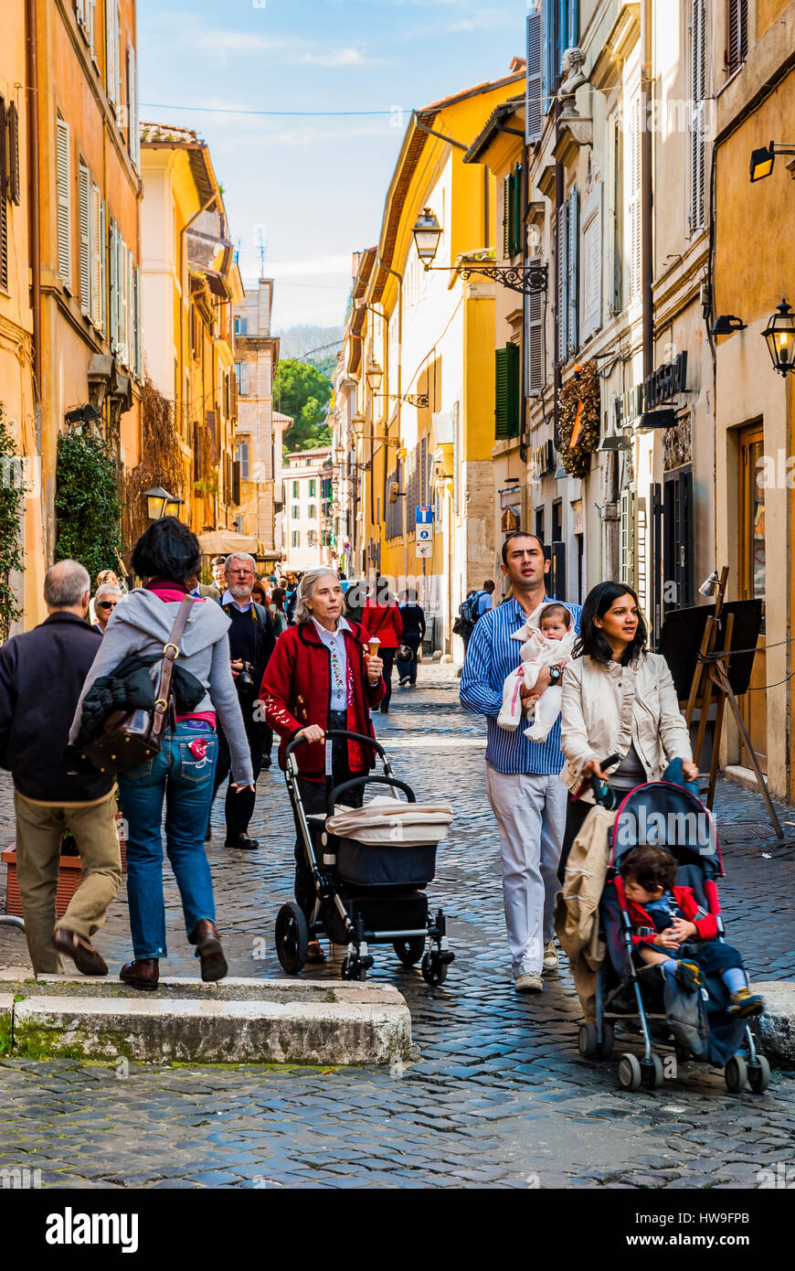Street in the Trastevere District. Rome, Lazio, Italy, Europe Stock ...