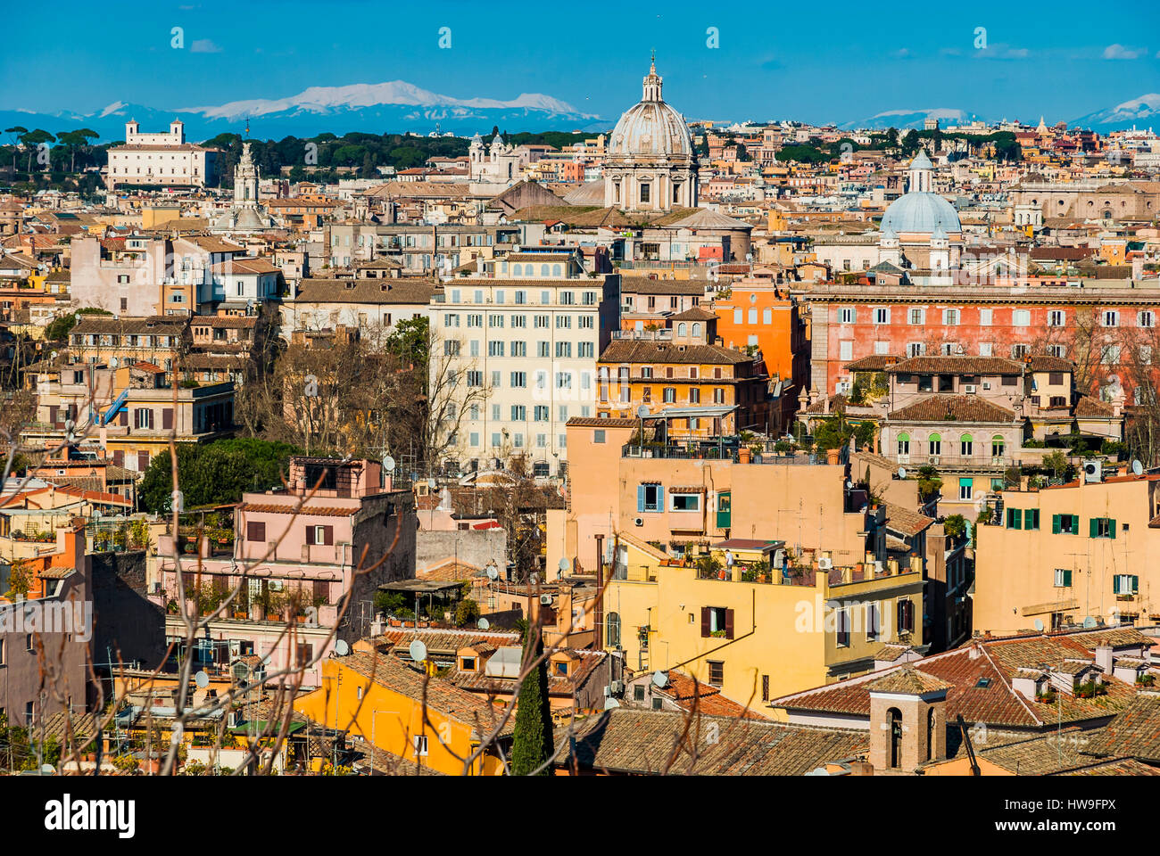 Panoramica of Rome from the Piazzale Giuseppe Garibaldi. Rome, Lazio ...