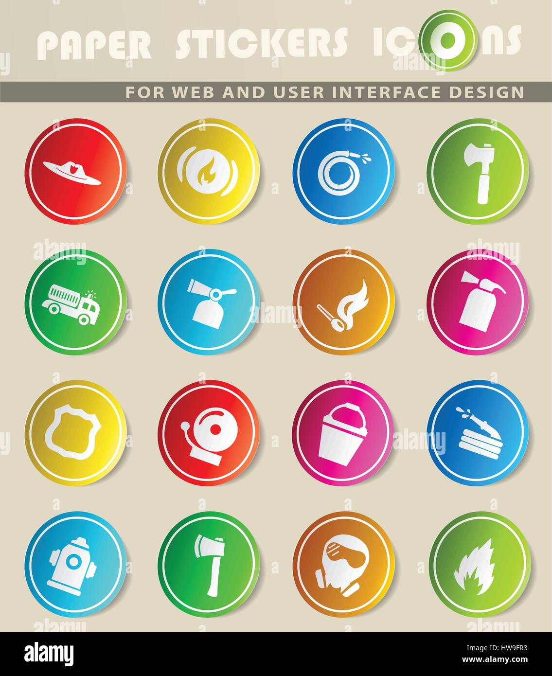 fire brigade vector icons for user interface design Stock Vector Image ...