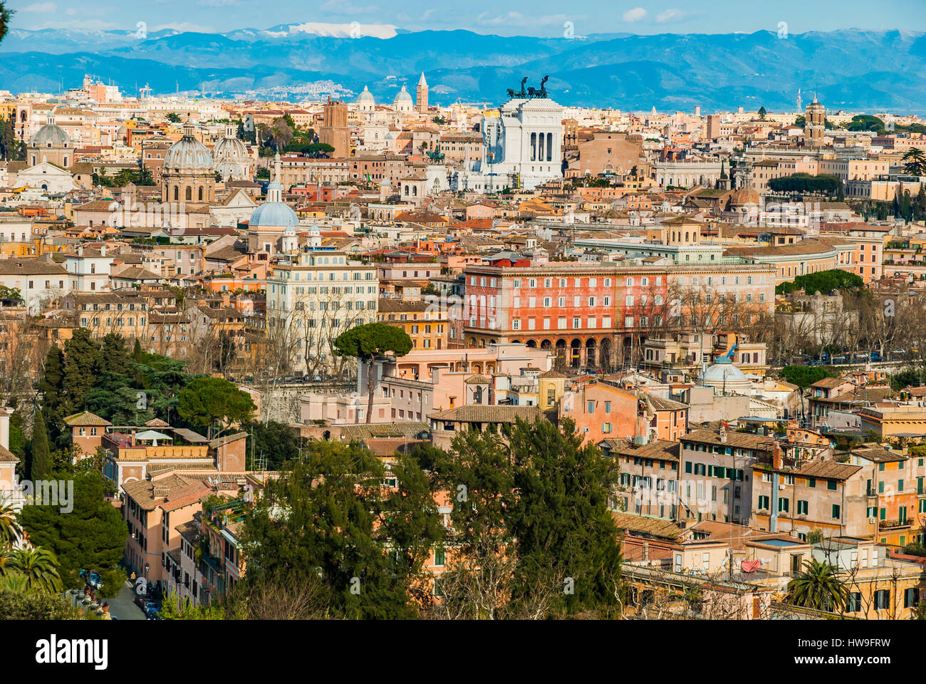 Panoramica of Rome from the Piazzale Giuseppe Garibaldi. Rome, Lazio ...