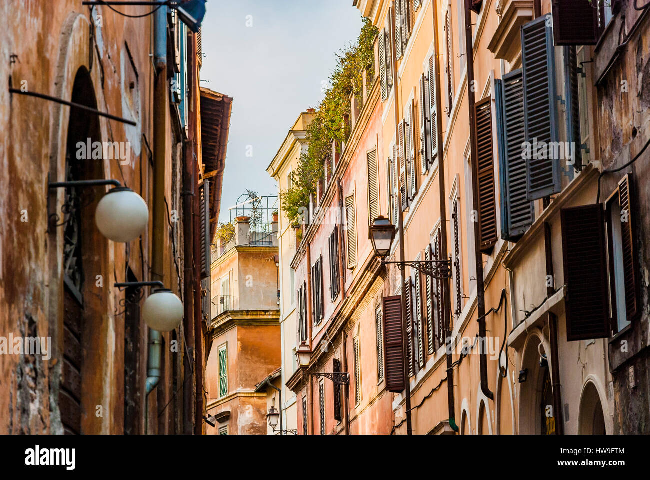 Detail. Street in theTrastevere District . Rome, Lazio, Italy, Europe ...
