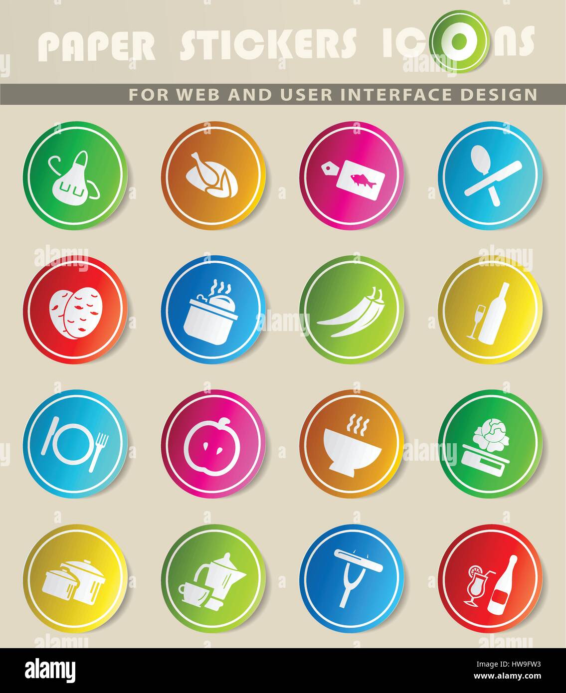 food and kitchen vector icons for user interface design Stock Vector ...