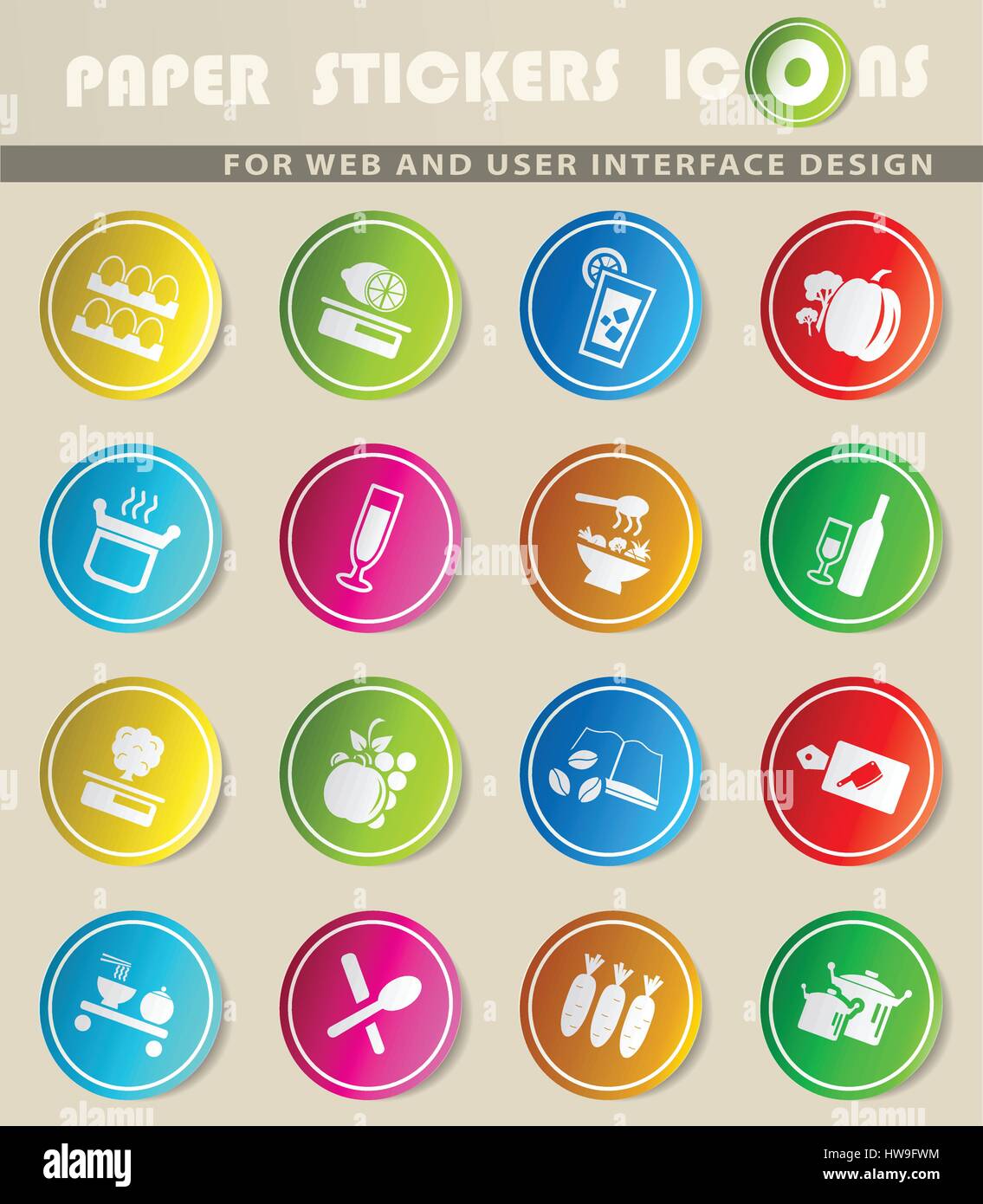 food and kitchen vector icons for user interface design Stock Vector ...