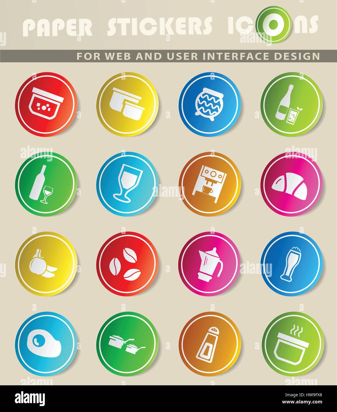 food and kitchen vector icons for user interface design Stock Vector ...