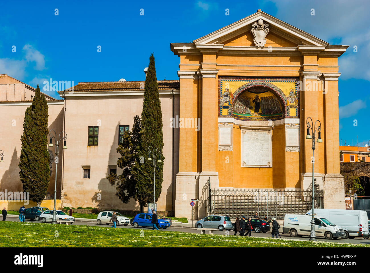 Apse depicting mosaics from the Triclinium of Pope Leo III in the ...