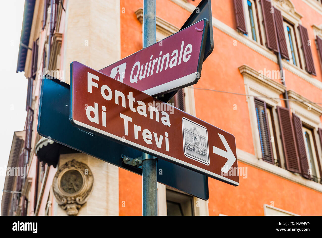 Information signage. Trevi Fountain. Rome, Lazio, Italy, Europe Stock ...