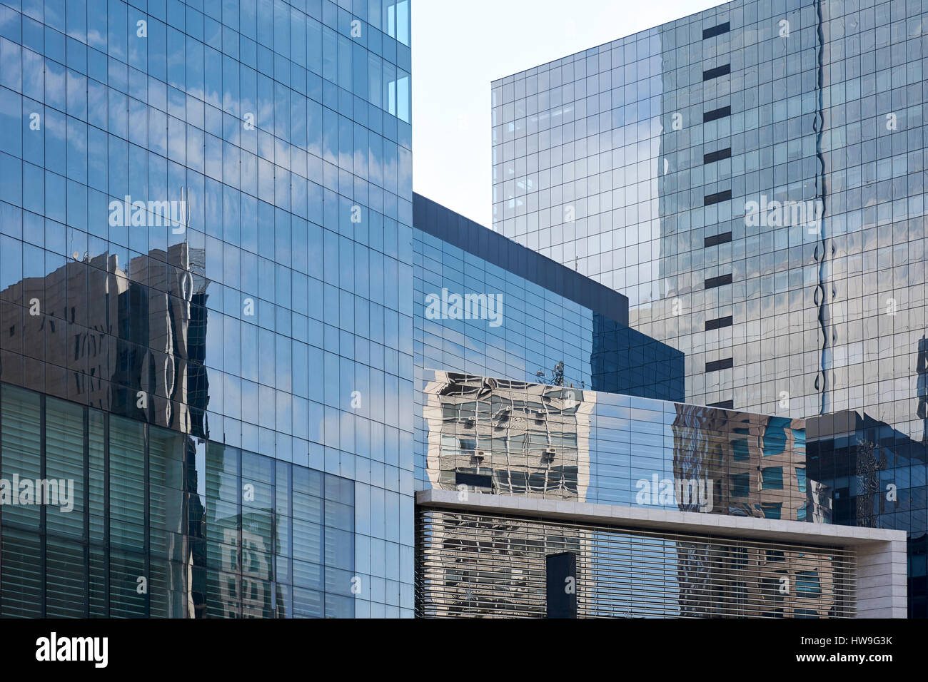 Skyscrapers with glass facade. Modern buildings in Sao Paulo, avenue ...