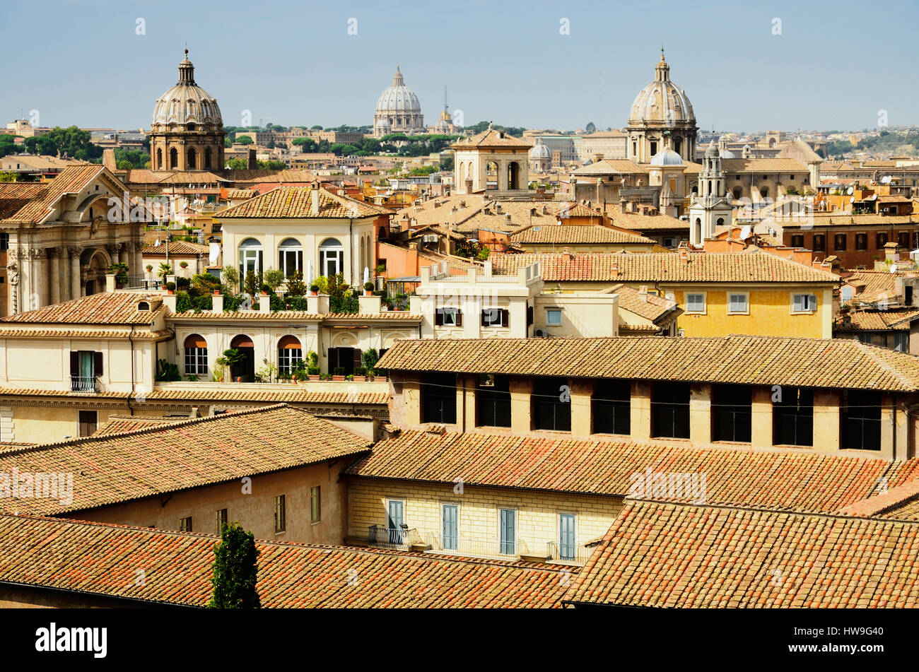 The roofs of Rome, seen from the rooftop of the Capitoline Museum. Rome ...