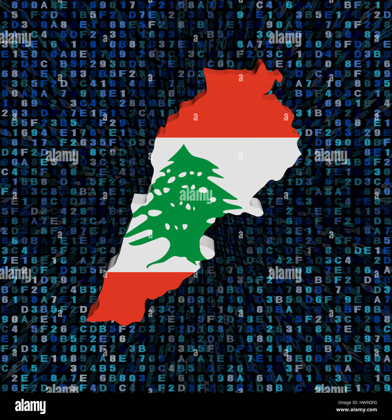 Lebanon map flag on hex code illustration Stock Photo - Alamy