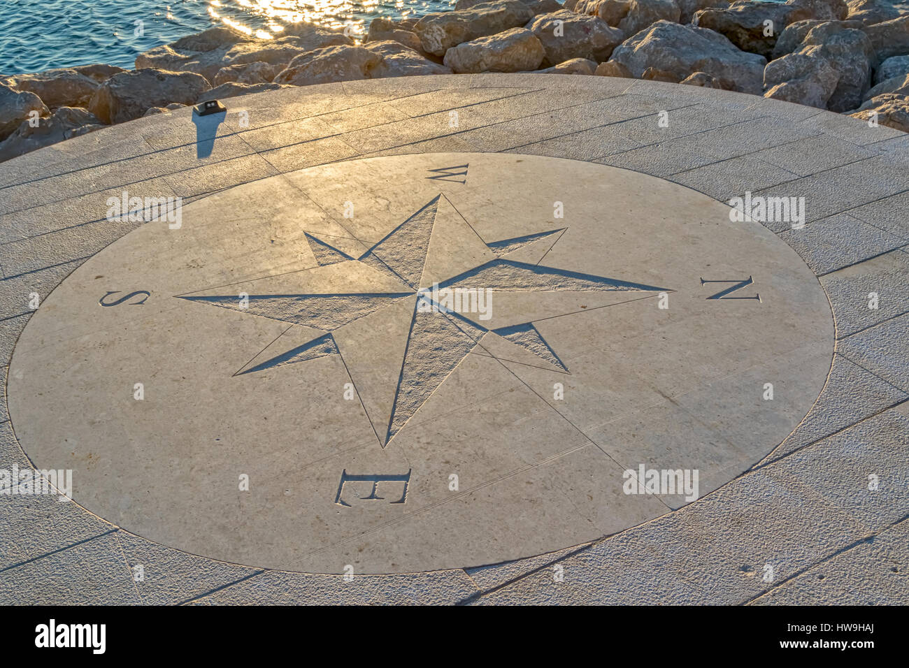 Compass by the sea Stock Photo - Alamy