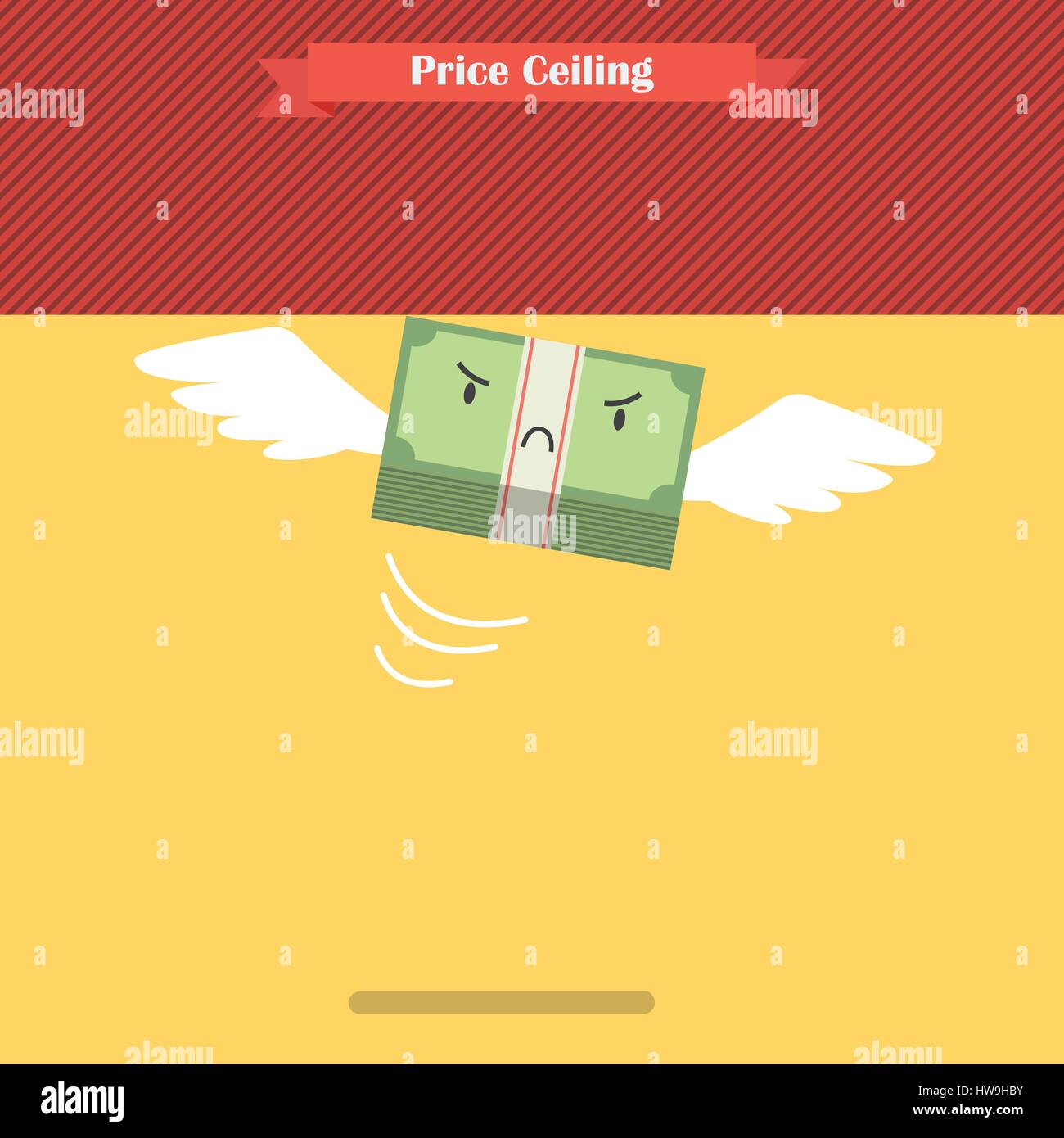 Unhappy money bill stuck at ceiling. Price ceiling concept Stock Vector ...