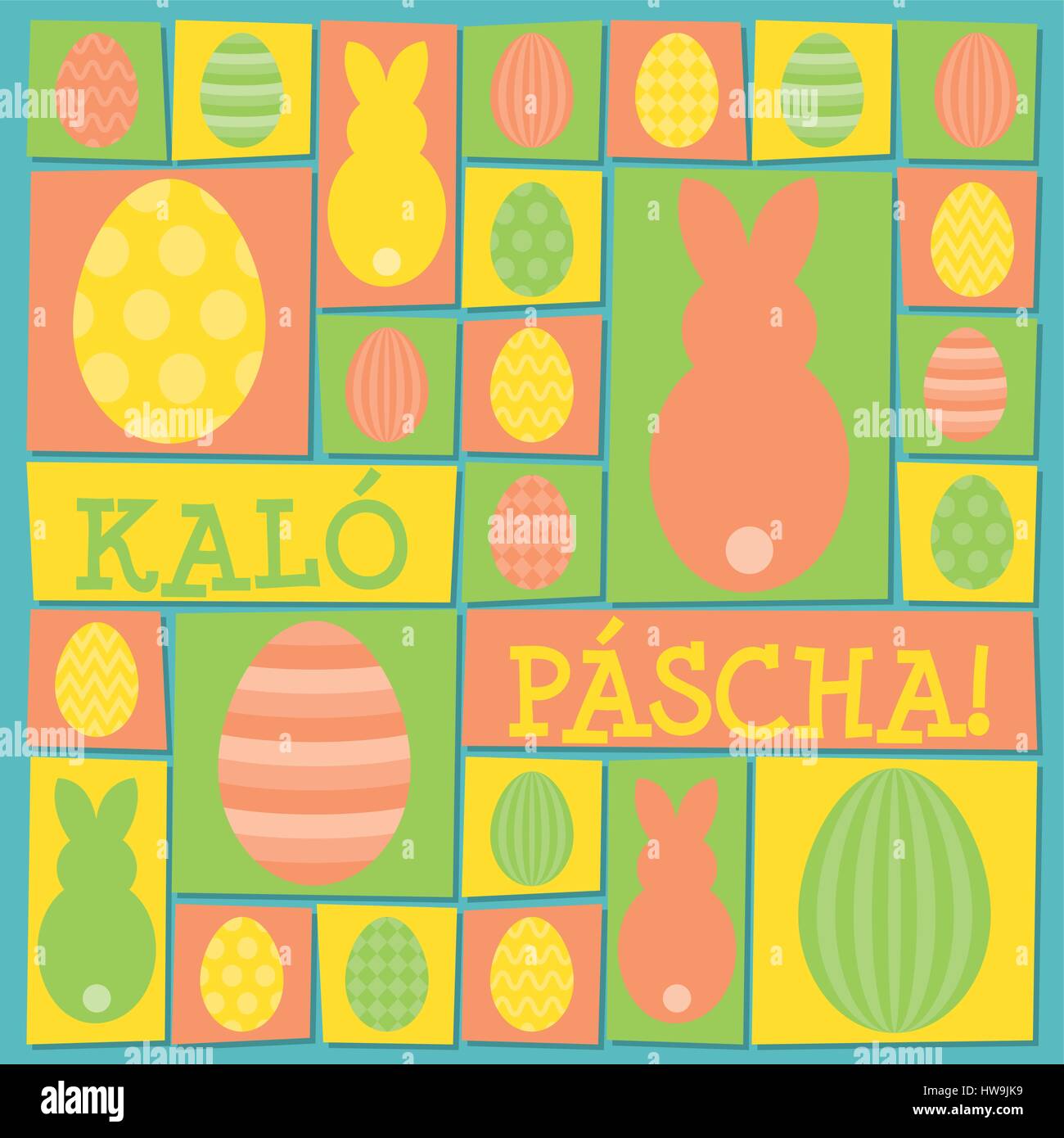 Funky Easter card in vector format. Words translate to "Happy Easter ...