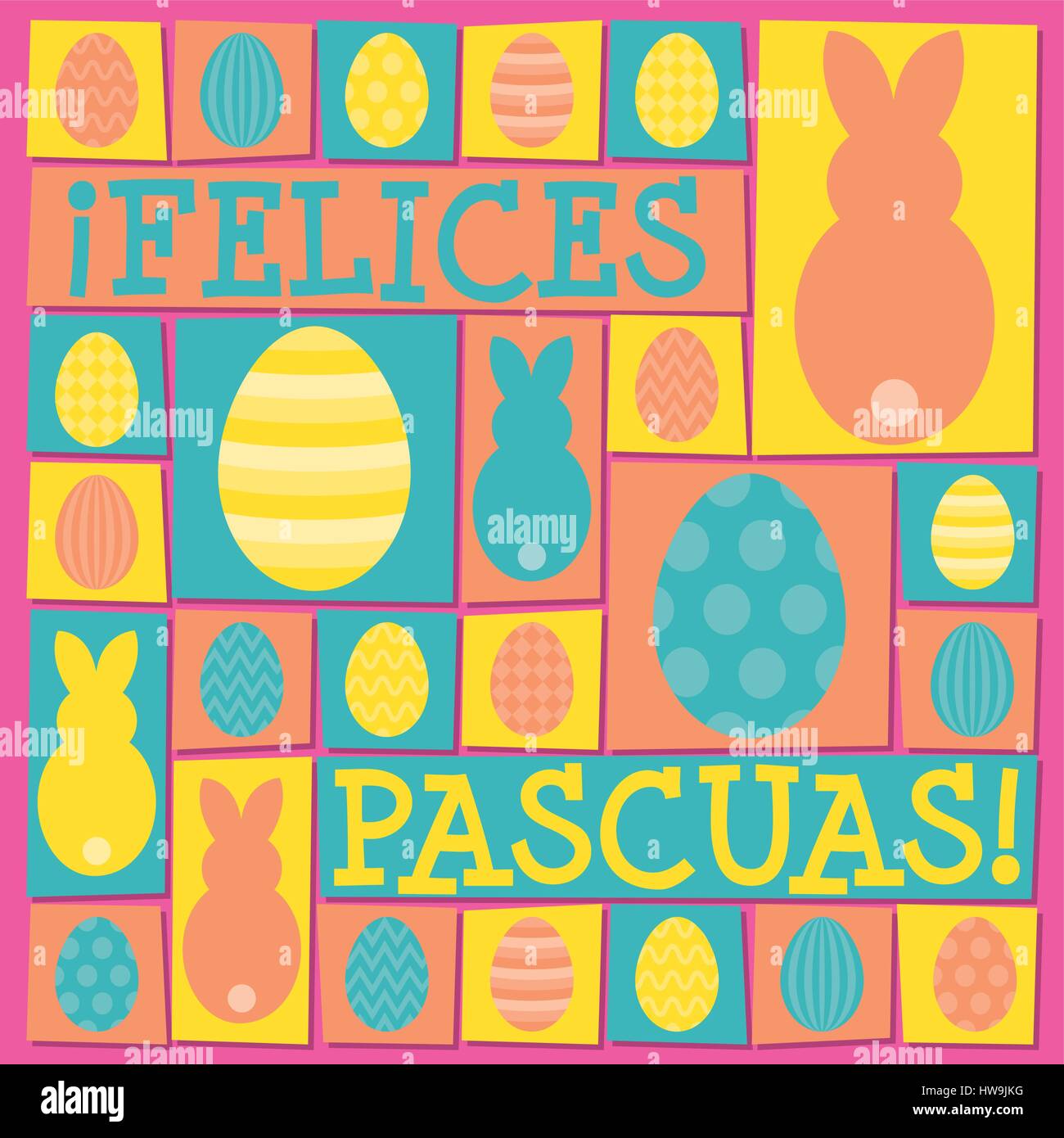 Funky Easter card in vector format. Words translate to "Happy Easter ...