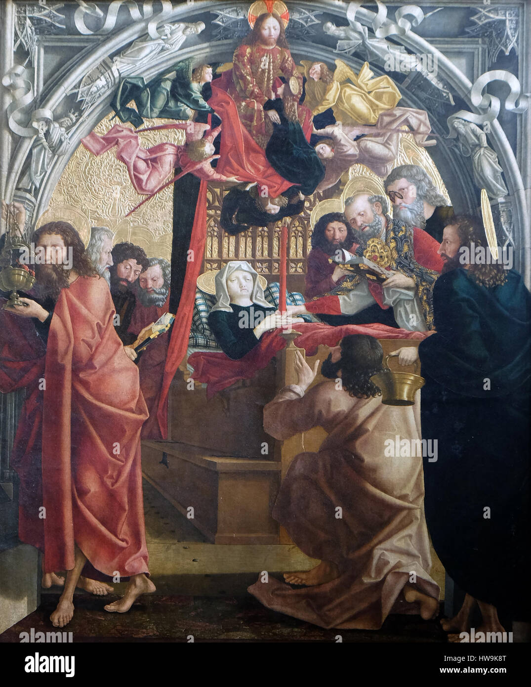 The death of Virgin Mary on the main altar in Parish church in St ...