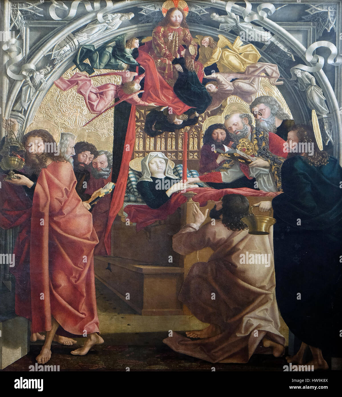 The death of Virgin Mary on the main altar in Parish church in St ...