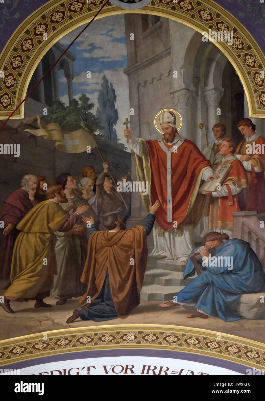 Saint Nicholas, fresco painting in parish church of St. Nicholas in Bad ...