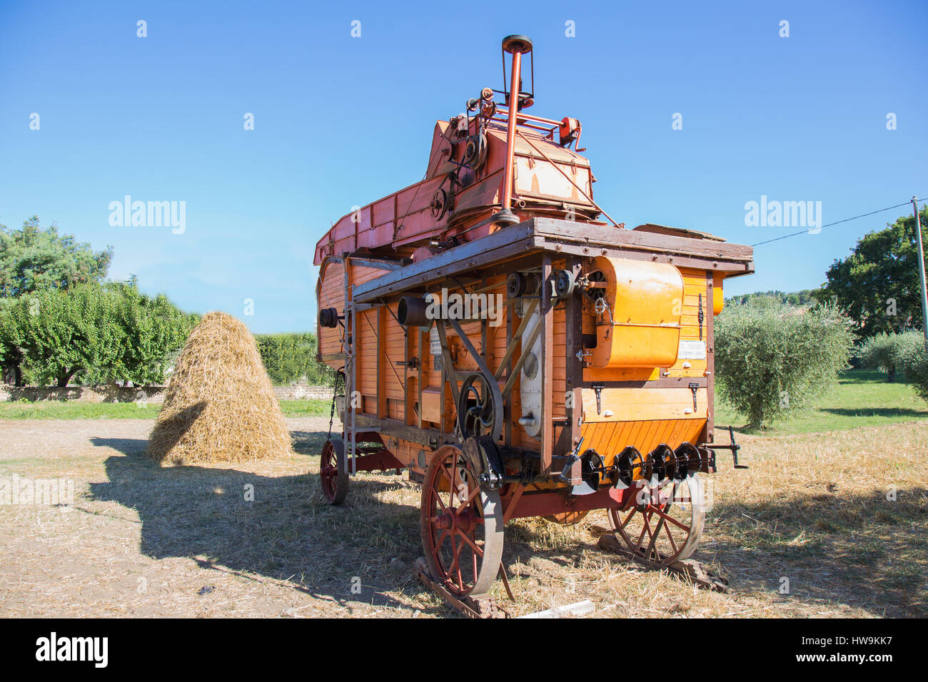 Old combine harvester on display only for trial use Stock Photo - Alamy