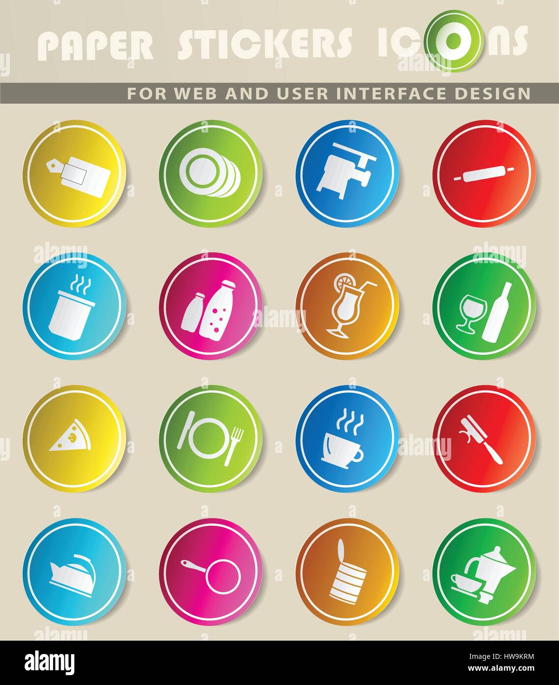 food and kitchen vector icons for user interface design Stock Vector ...