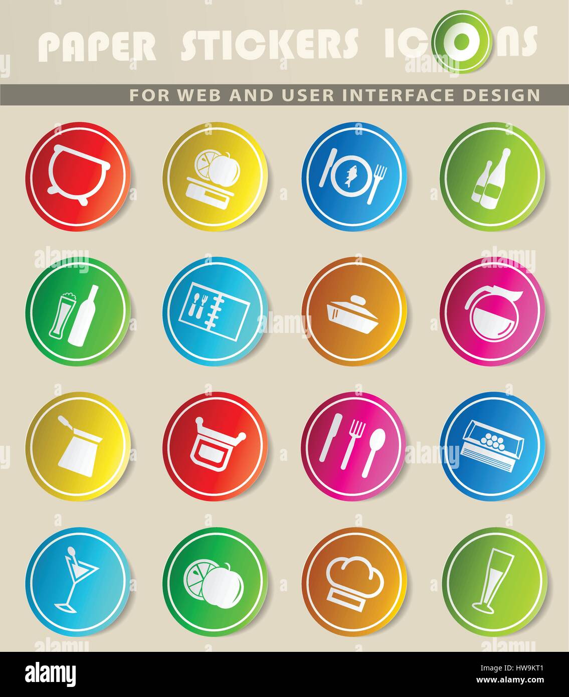 food and kitchen vector icons for user interface design Stock Vector ...