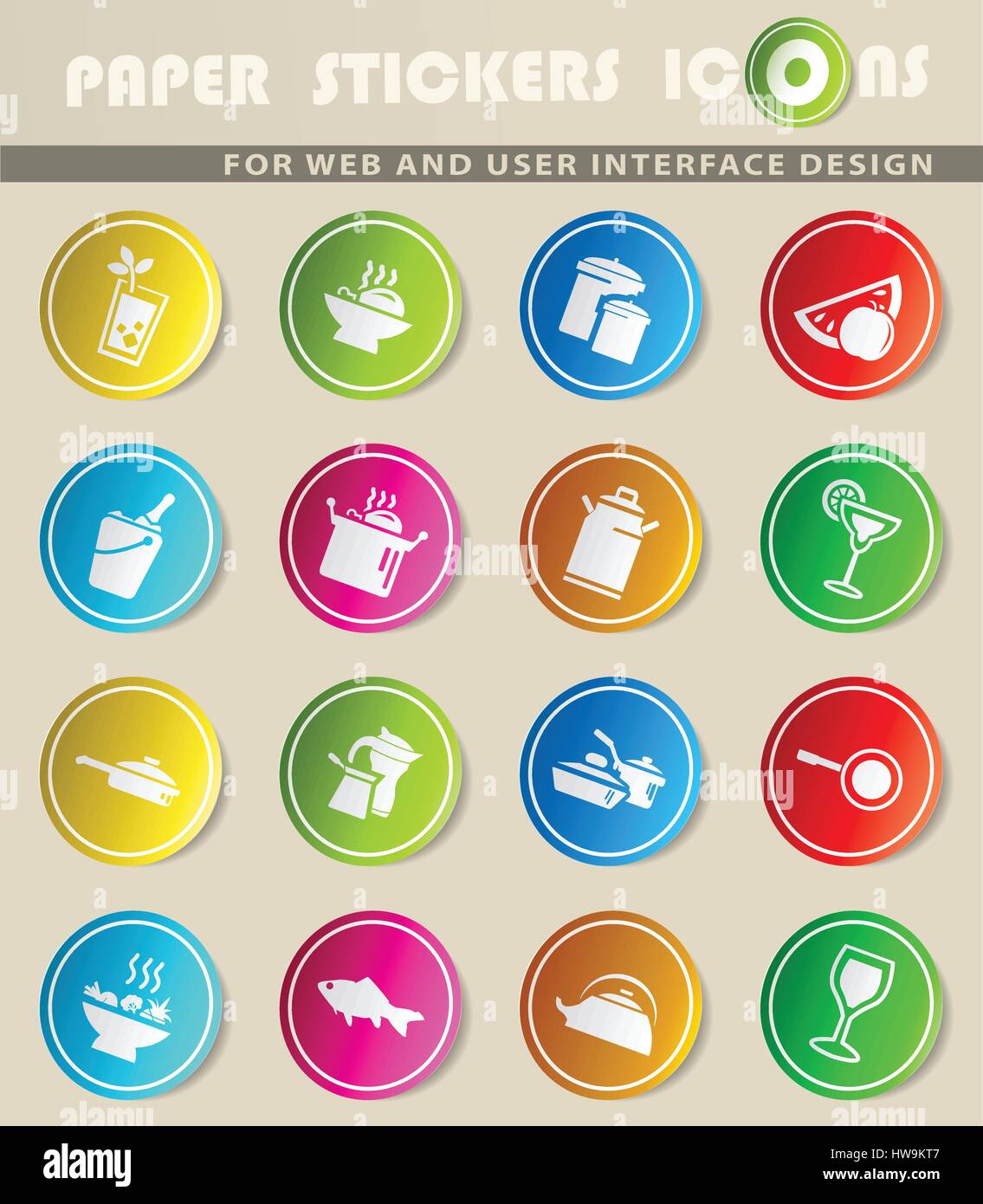 food and kitchen vector icons for user interface design Stock Vector ...