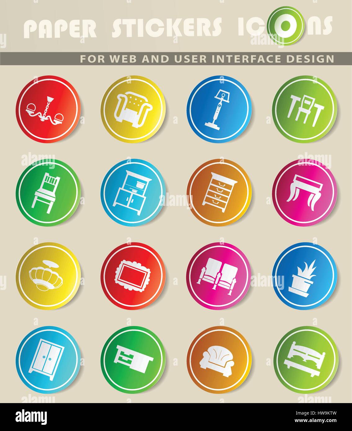 furniture vector icons for user interface design Stock Vector Image ...
