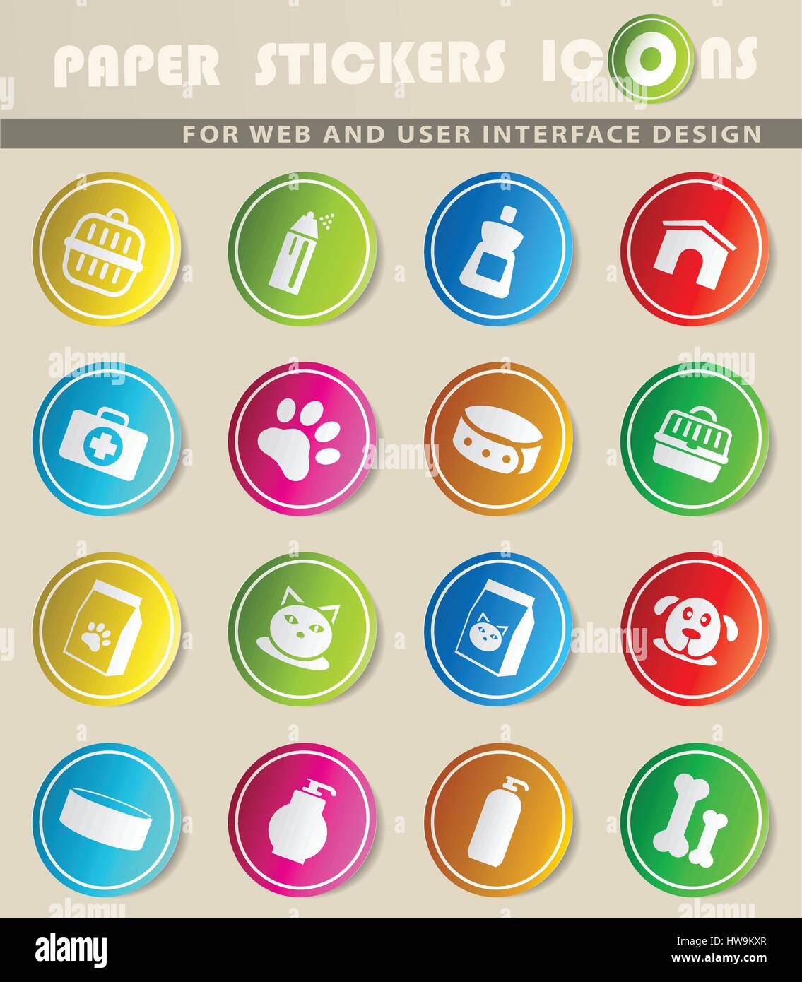 goods for pets vector icons for user interface design Stock Vector ...