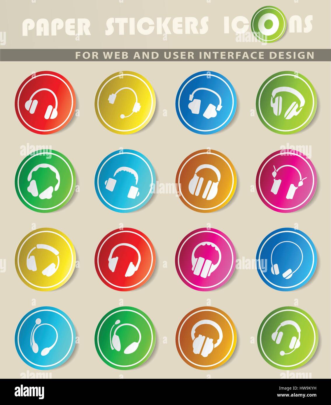 headphones vector icons for user interface design Stock Vector Image ...