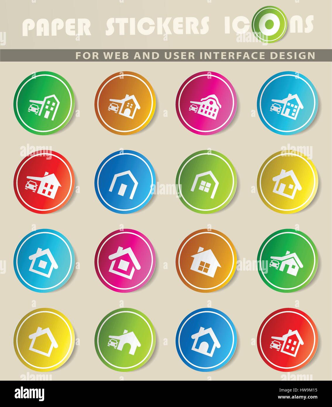 house type vector icons for user interface design Stock Vector Image ...