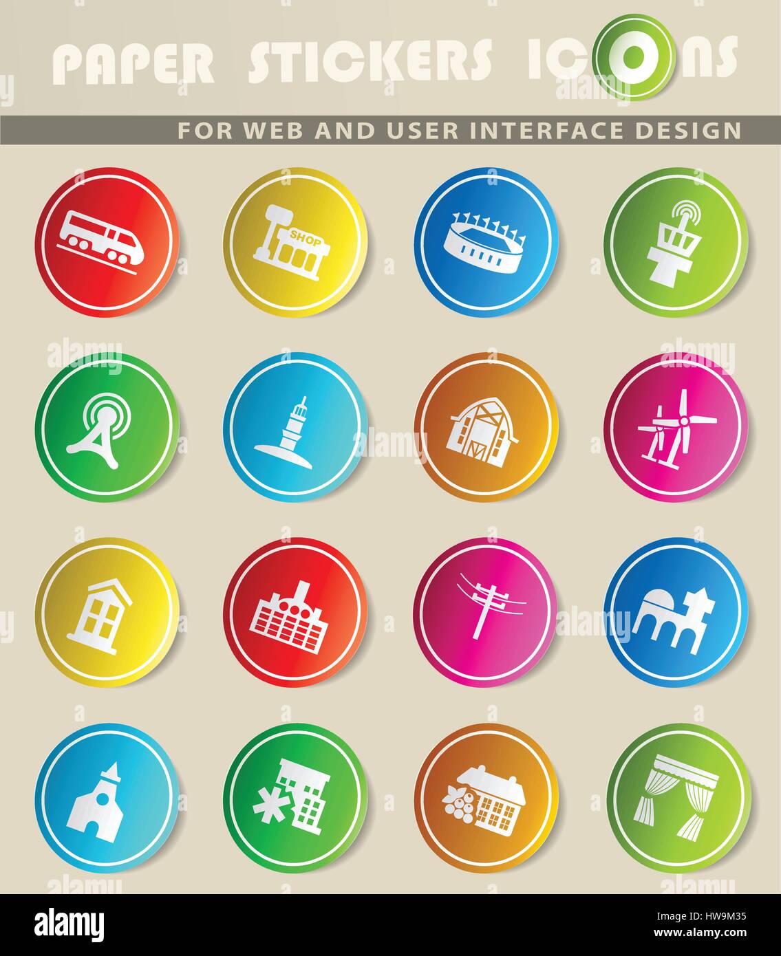 infrastructure vector icons for user interface design Stock Vector ...