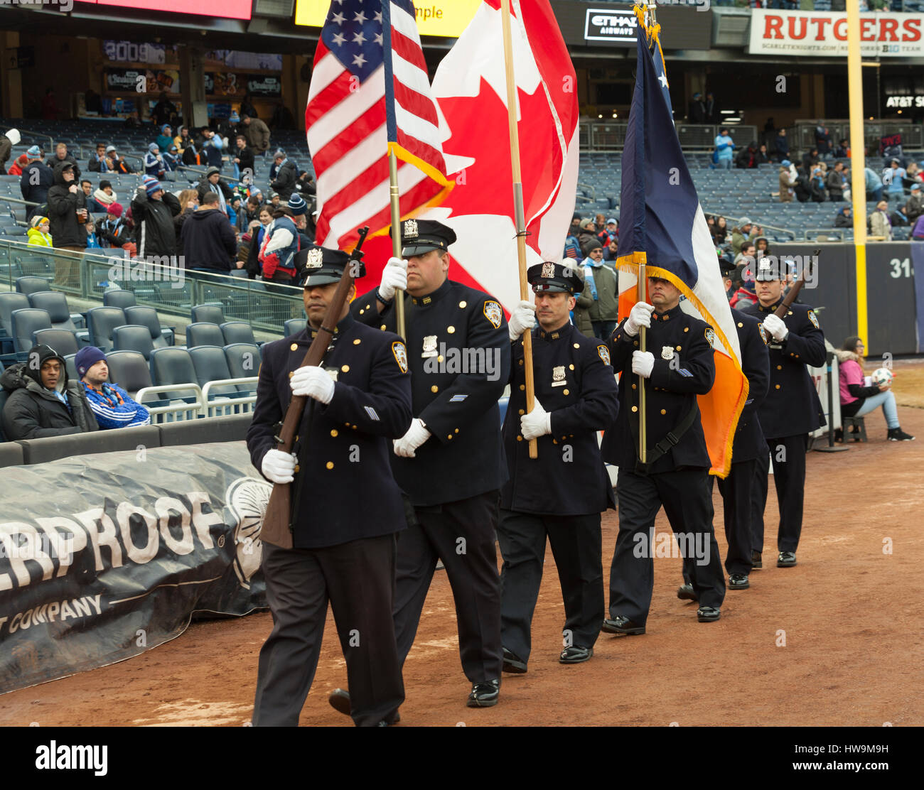 NYPD Honor Guards at opening ceremony for MLS game between NYCFC and ...