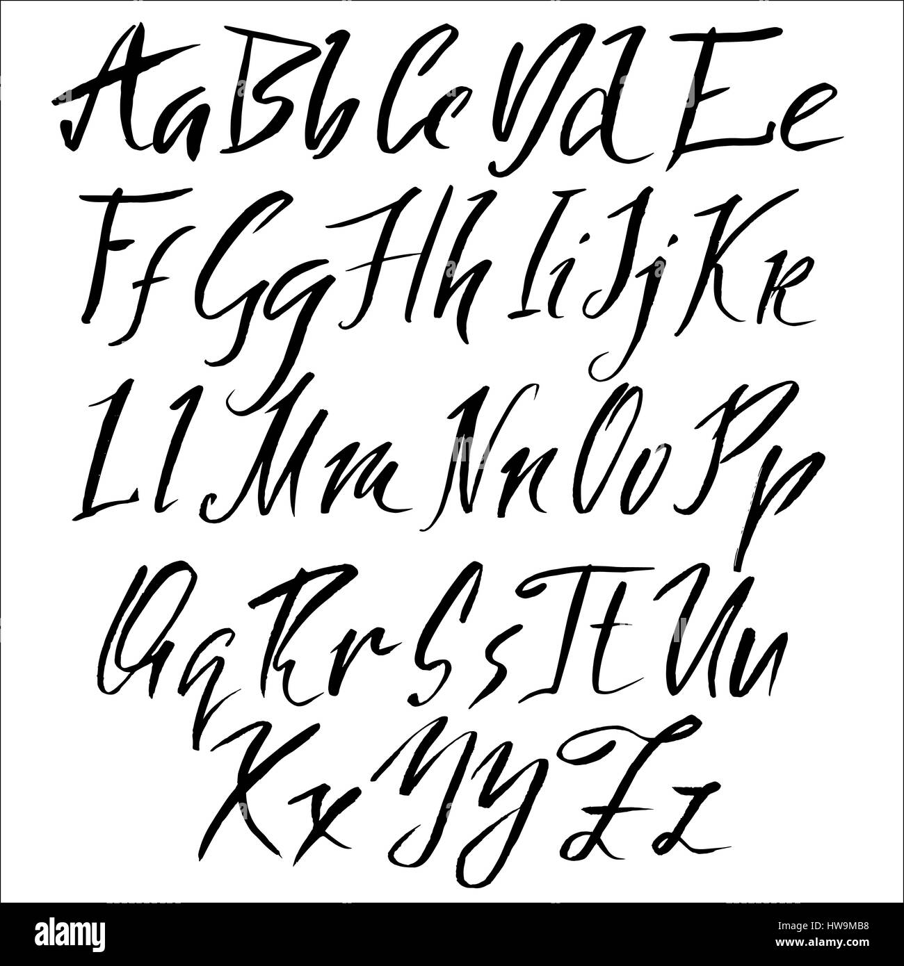 Hand drawn font. Modern brush lettering. Elegant alphabet. Vector ...