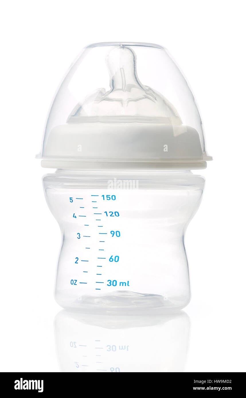 Empty baby bottle isolated on white background Stock Photo - Alamy