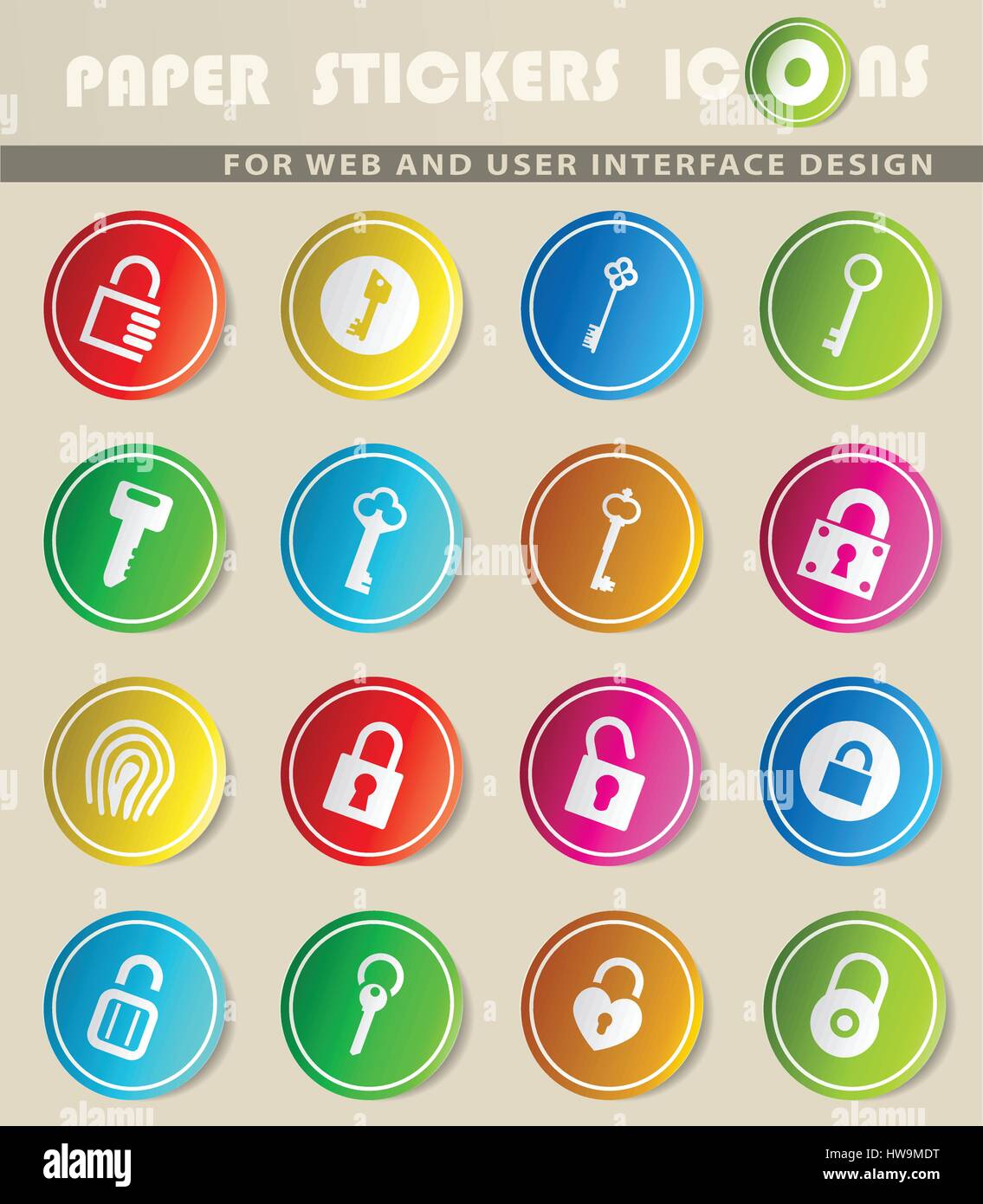 lock and key vector icons for user interface design Stock Vector Image ...