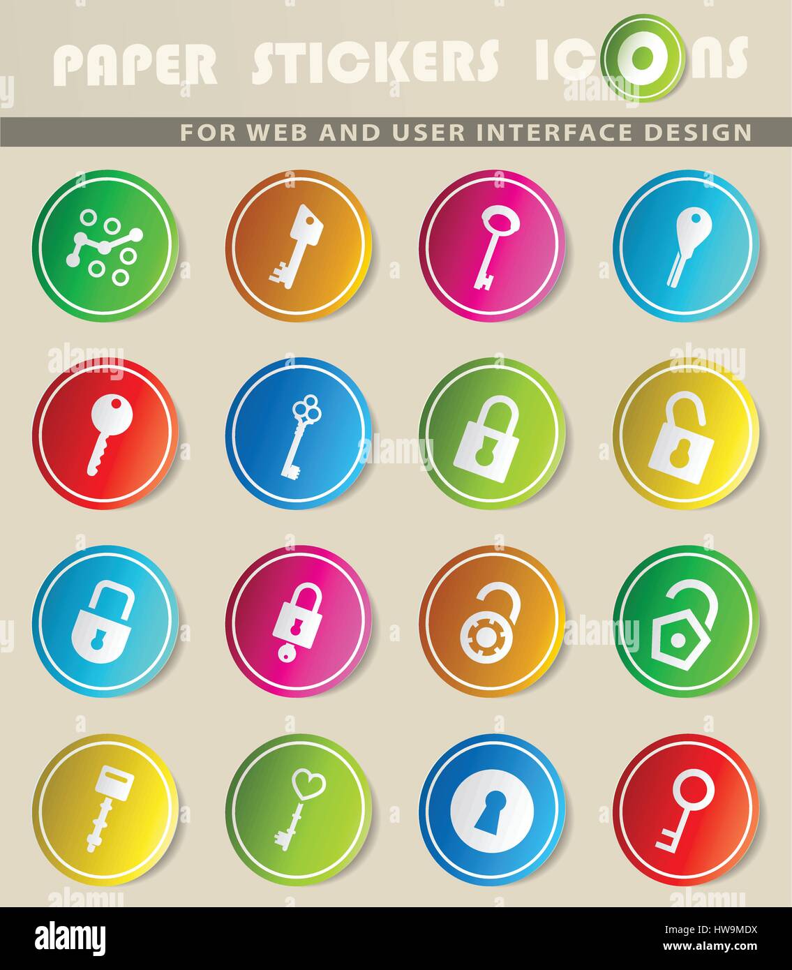 lock and key vector icons for user interface design Stock Vector Image & Art - Alamy