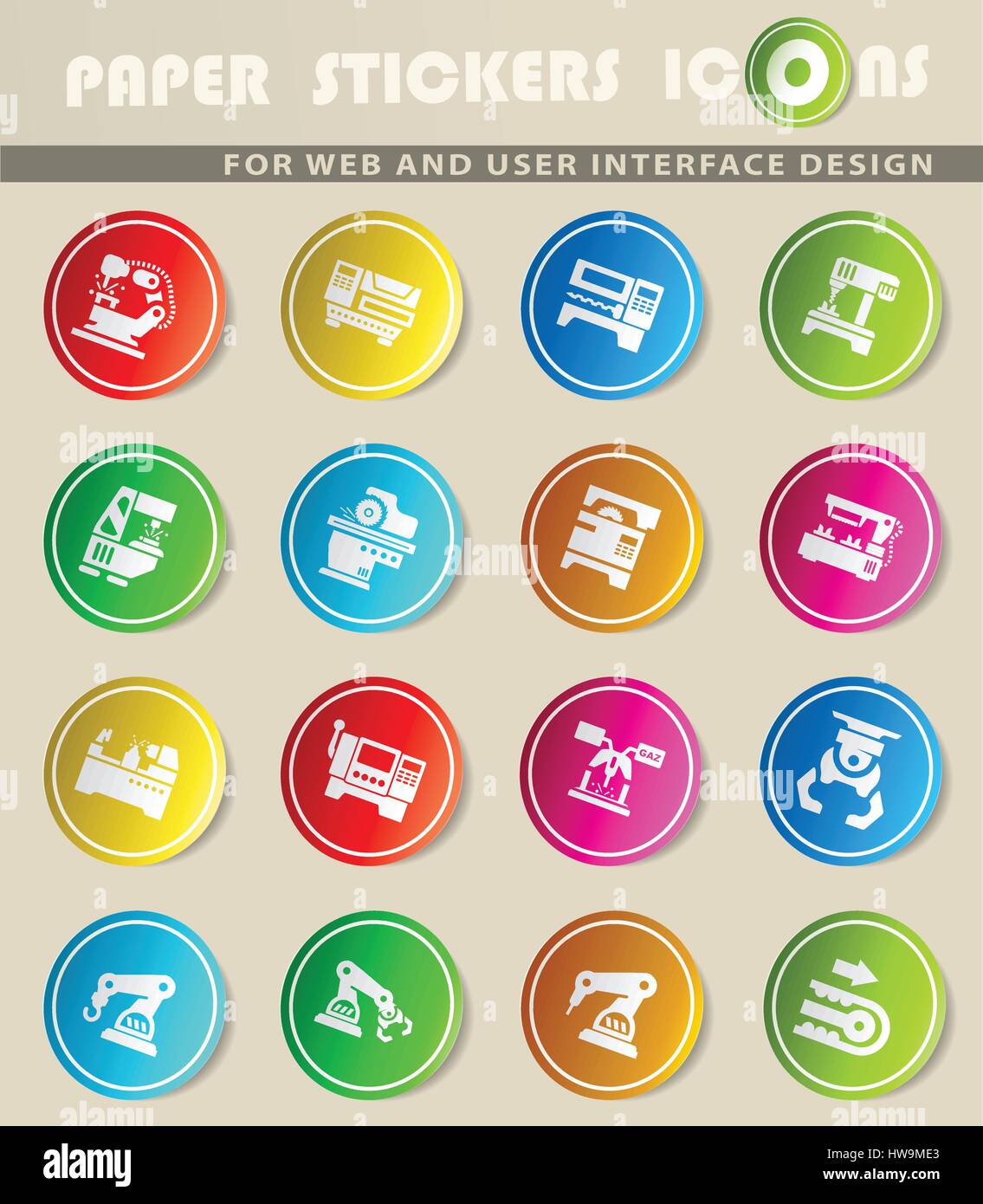 machine tools vector icons for user interface design Stock Vector Image ...