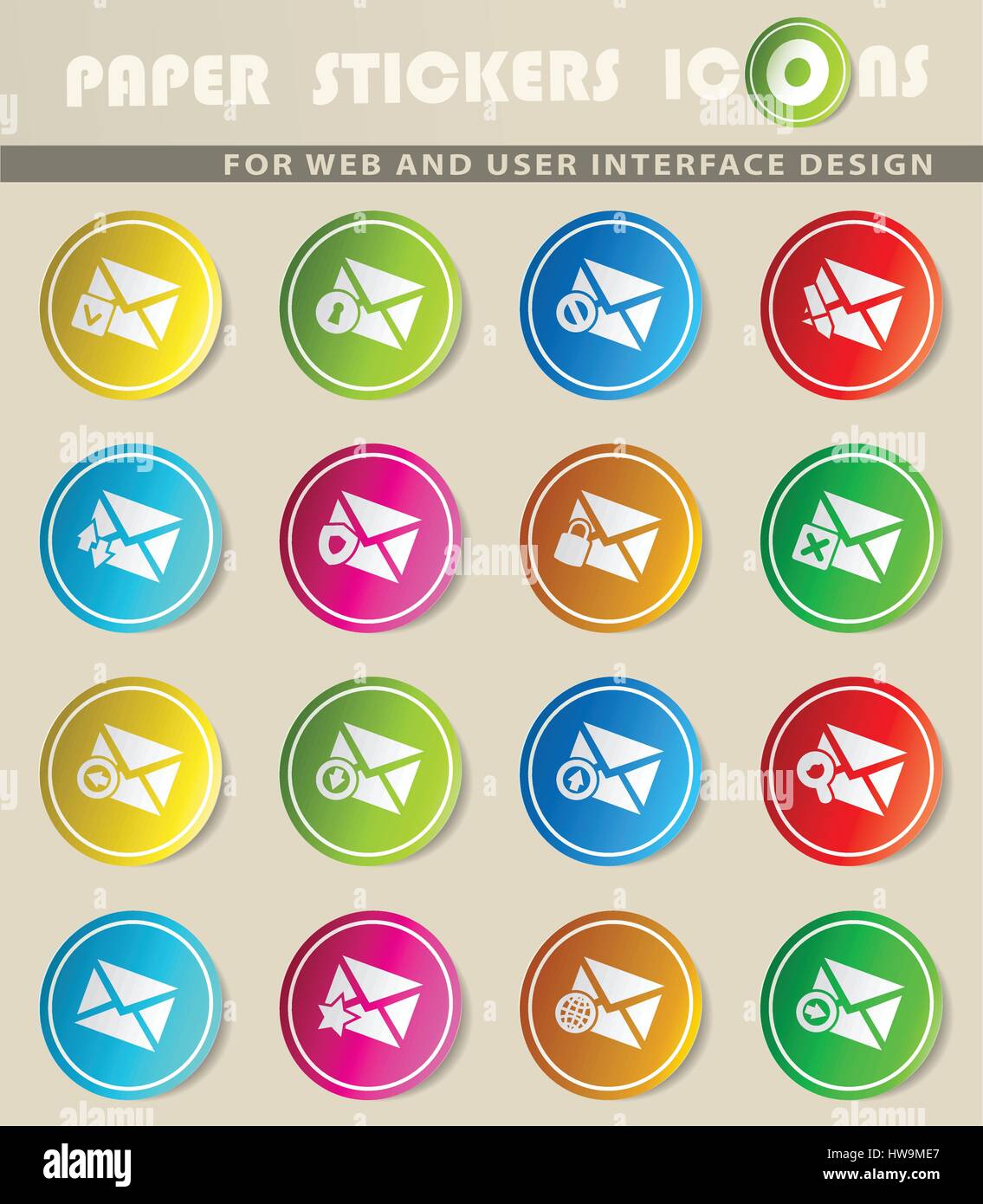 mail and envelope vector icons for user interface design Stock Vector ...