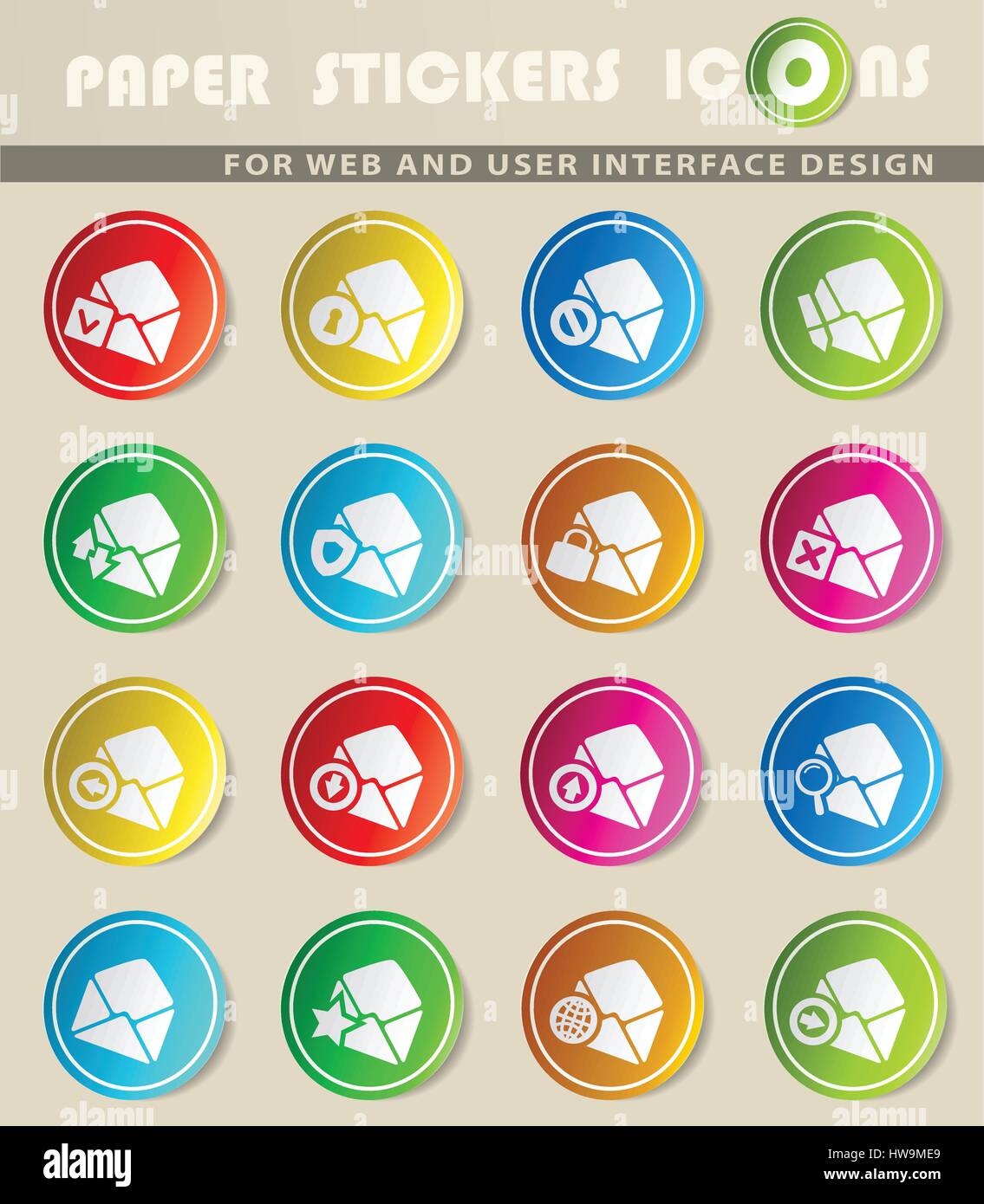 mail and envelope vector icons for user interface design Stock Vector ...