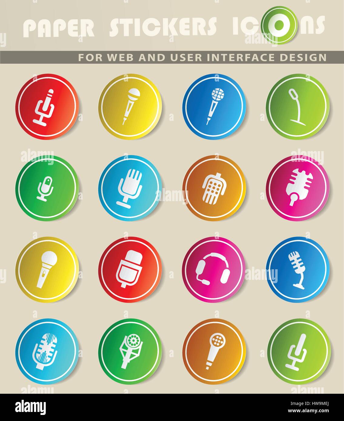 microphone vector icons for user interface design Stock Vector Image ...