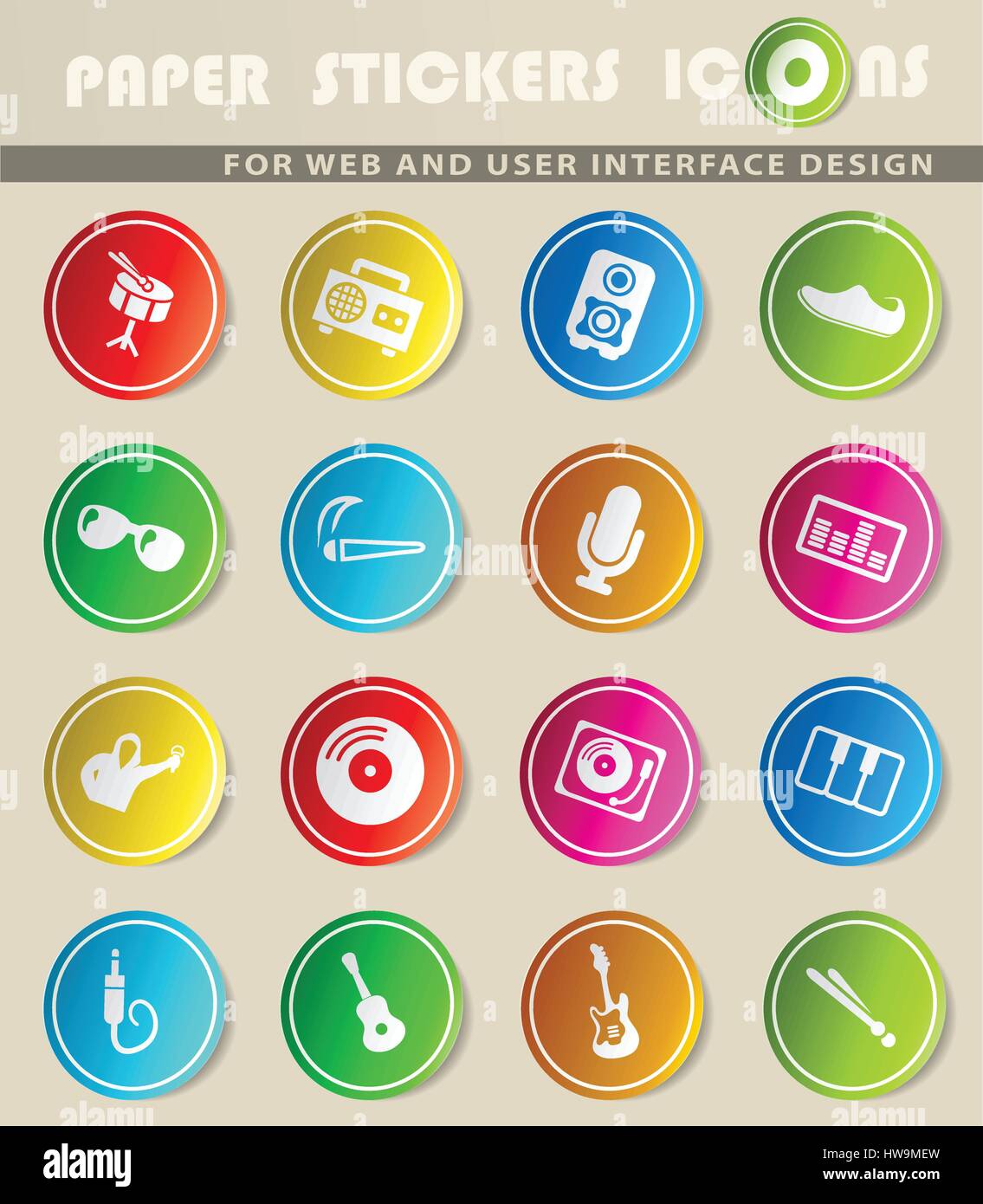 music vector icons for user interface design Stock Vector Image & Art ...