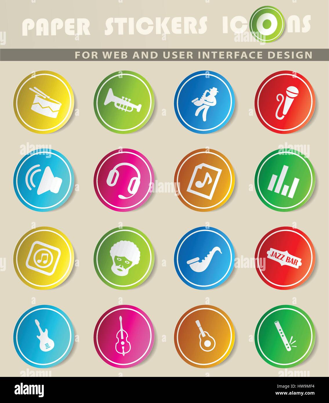 music vector icons for user interface design Stock Vector Image & Art ...