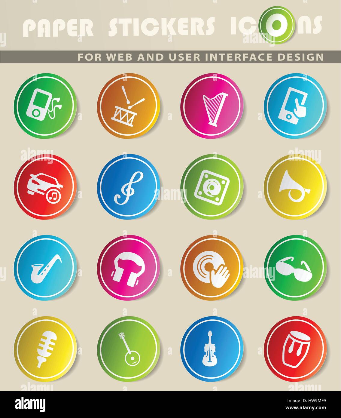 music vector icons for user interface design Stock Vector Image & Art ...