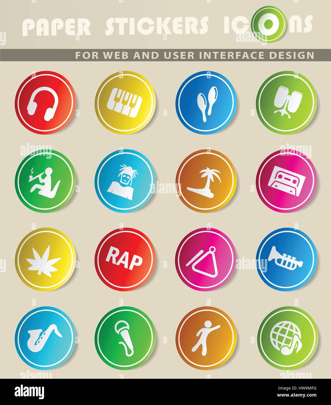 music vector icons for user interface design Stock Vector Image & Art ...