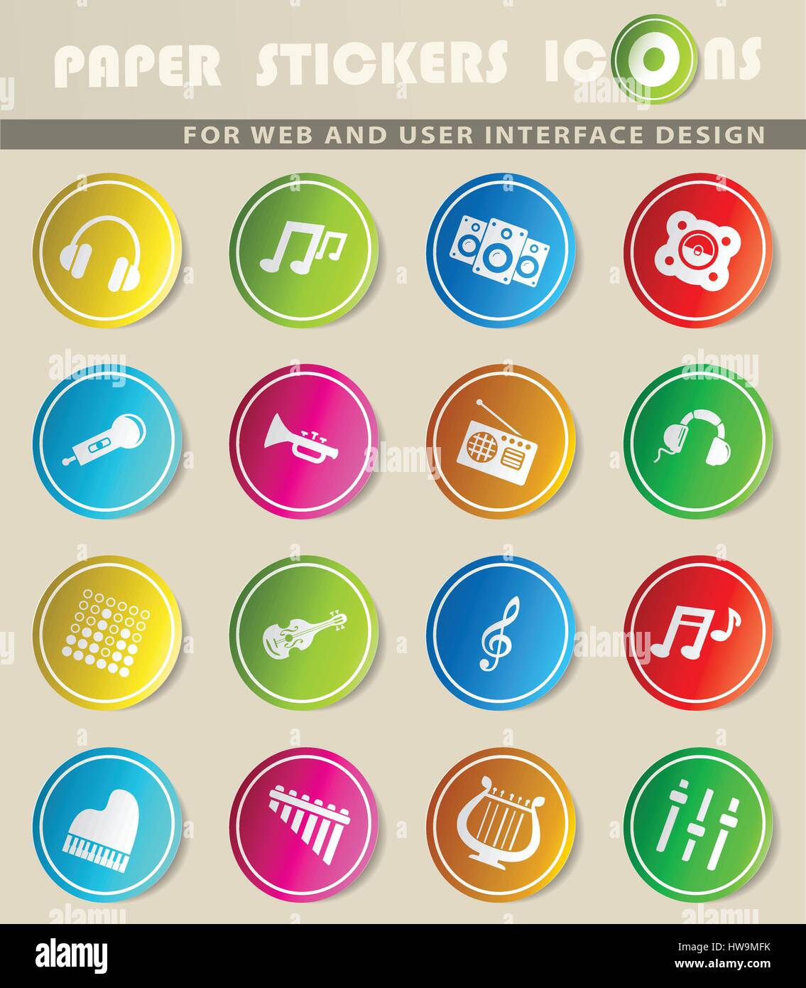 music vector icons for user interface design Stock Vector Image & Art ...