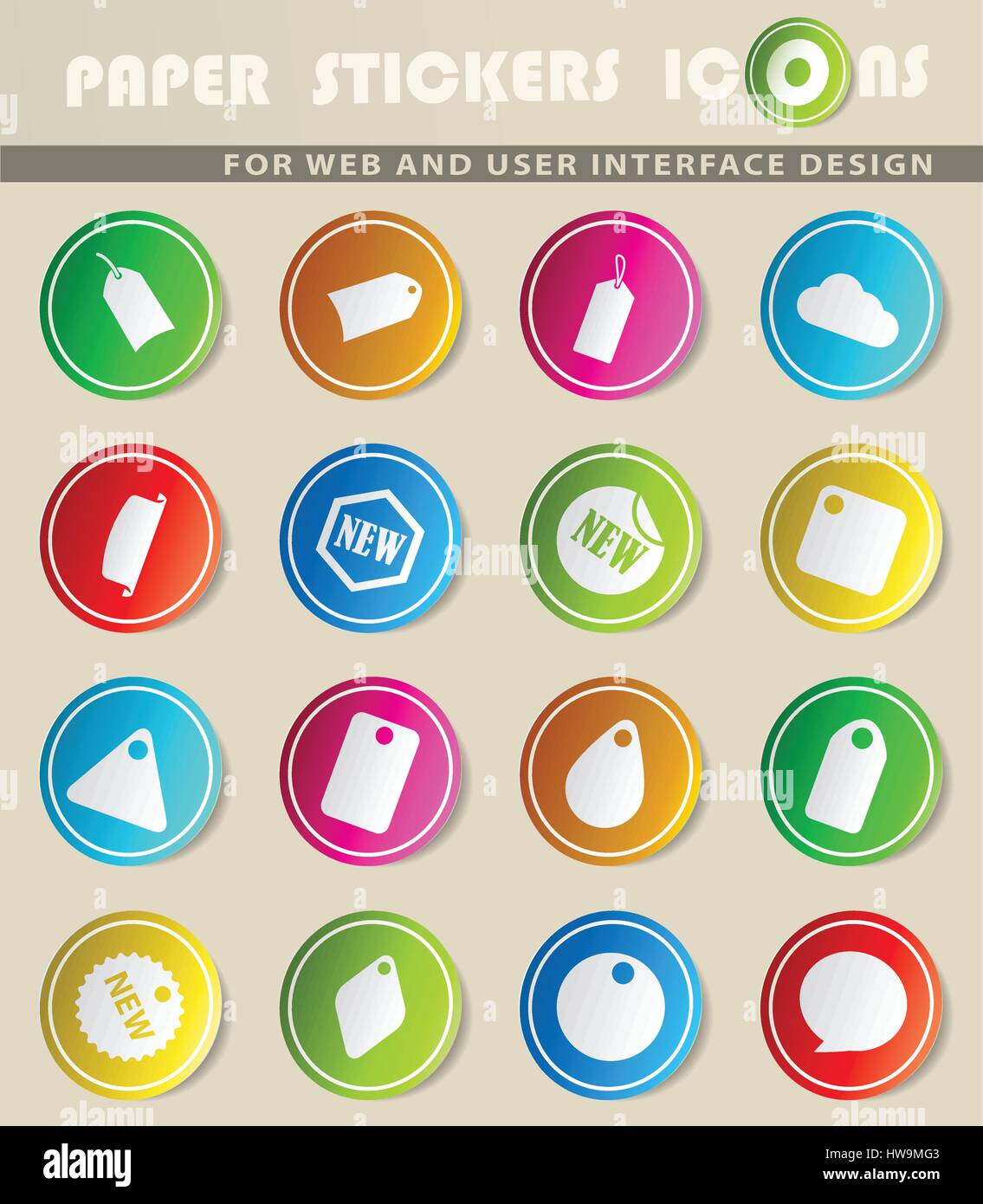 sticker and label vector icons for user interface design Stock Vector ...