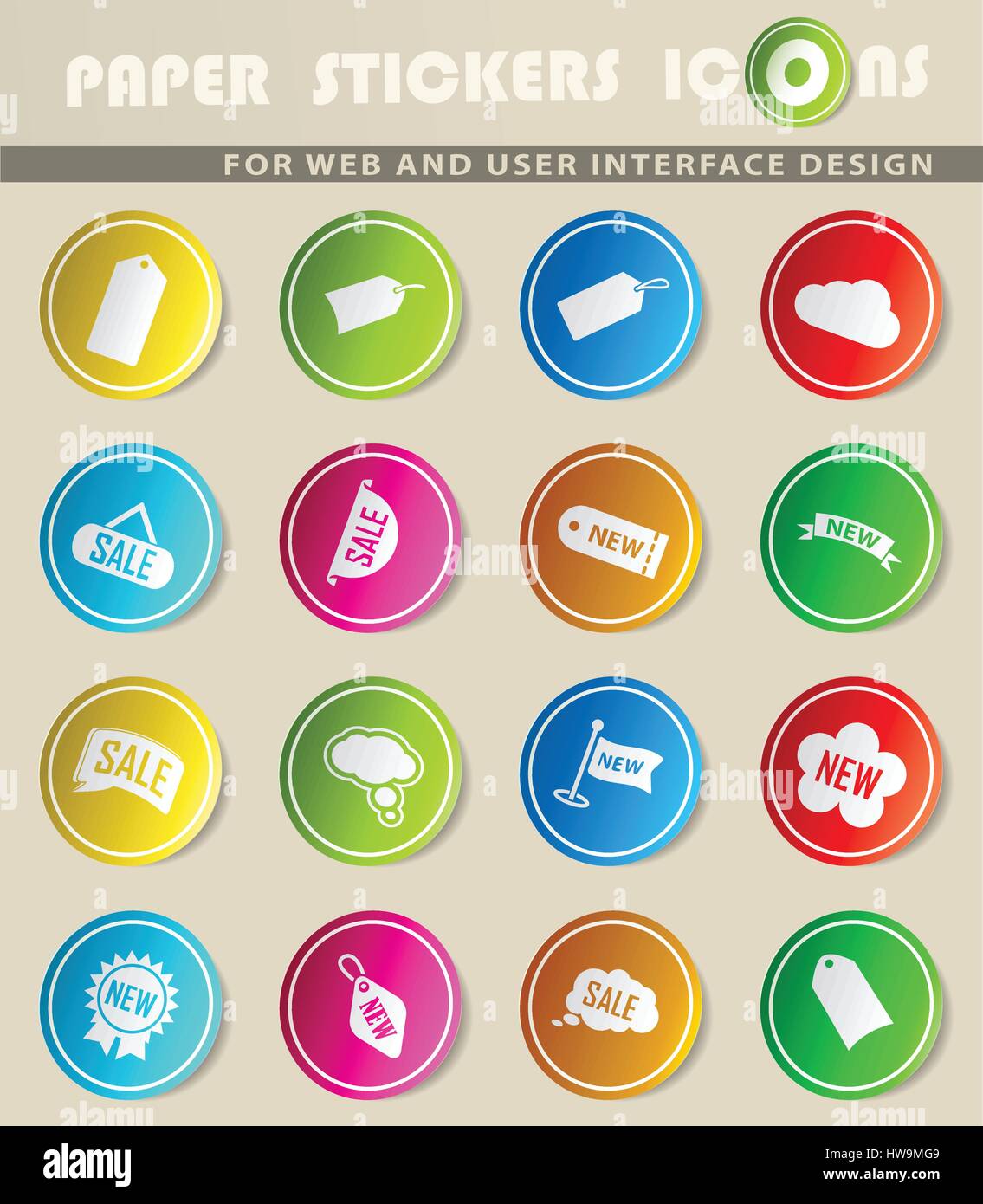 sticker and label vector icons for user interface design Stock Vector ...