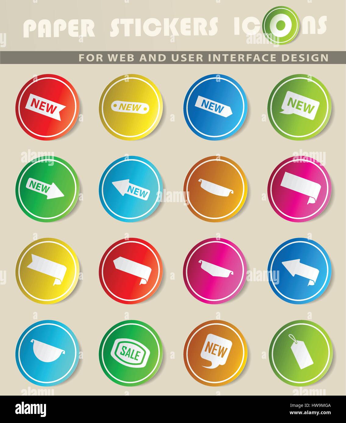 sticker and label vector icons for user interface design Stock Vector ...
