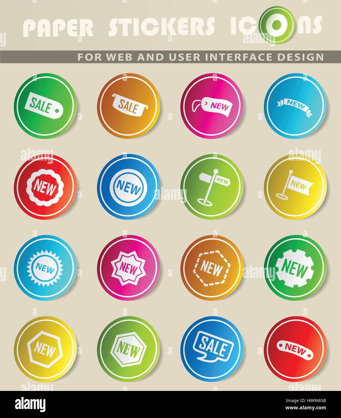 sticker and label vector icons for user interface design Stock Vector ...